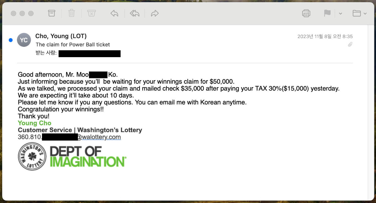 PowerBall Won, Claim and Get His Prize Story of GGLotto Customer